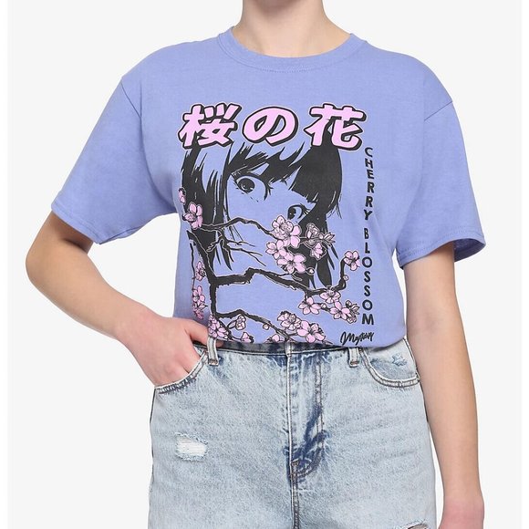 Black Matter | Tops | Hot Topic Cherry Blossom Face Juniors Boyfriend ...